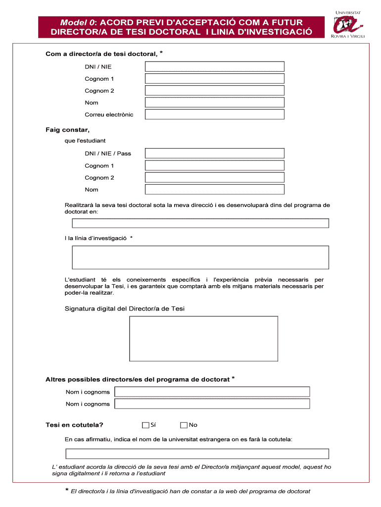 Fillable Online Model 0: PREVI D'ACCEPTACI COM A FUTUR ... Fax Email Print - pdfFiller