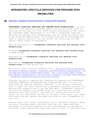 Fillable Online Integrated Lifecycle Services For Persons With ...