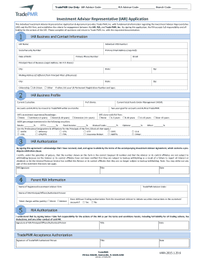 Fillable Online Investment Advisor Representative (IAR) Application Fax ...