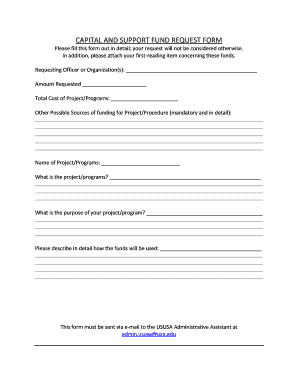 Fillable Online CAPITAL AND SUPPORT FUND REQUEST FORM Fax Email Print ...