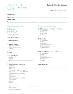 Fillable Online Authorization Form - Partners In Safety Fax Email Print ...