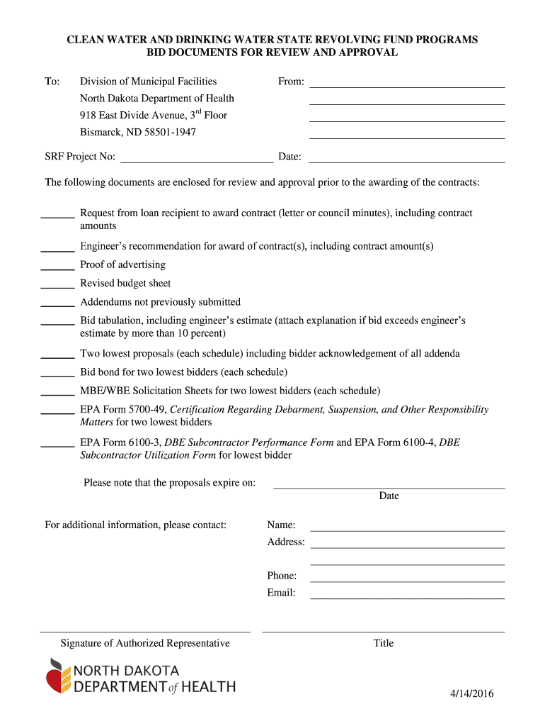 Fillable Online CLEAN WATER AND DRINKING WATER STATE REVOLVING FUND ... Fax Email Print - pdfFiller