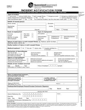 Fillable Online Form 3 Workplace Incident Accident Report Form. Form 3 ...