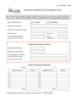 Fillable Online Extension and/or Reallocation Request Form Fax Email ...