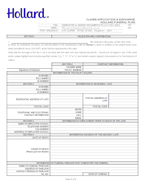 Fillable Online CLAIMS APPLICATION & DISCHARGE Fax Email Print - pdfFiller
