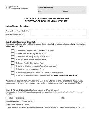 Fillable Online SIP Registration Packet 2016 - Science Internship ...