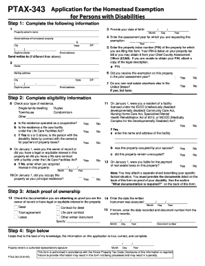 Fillable Online PTAX- 343, Application for the Homestead Exemption for ...