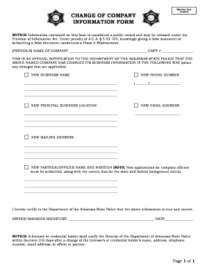 Fillable Online CHANGE OF COMPANY INFORMATION FORM Fax Email Print ...
