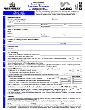 Fillable Online Full plans application form - Barnsley Council Fax ...
