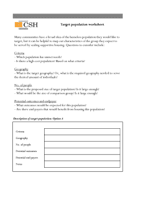 Fillable Online Target population worksheet Many communities have a ...
