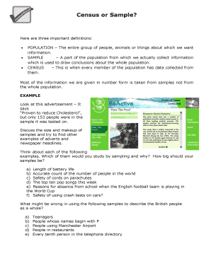 Fillable Online Census or Sample Fax Email Print - pdfFiller