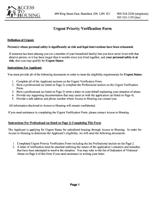 Fillable Online Access To Housing Special Priority Verification Form ...