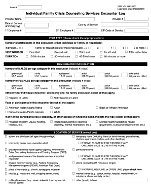 Fillable Online Individual/Family Crisis Counseling Services Encounter ...