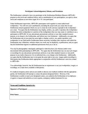 Fillable Online Participant Acknowledgement, Release, and Permission ...