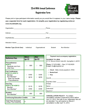 Fillable Online 23rd IRHA Annual Conference Registration Form Fax Email ...