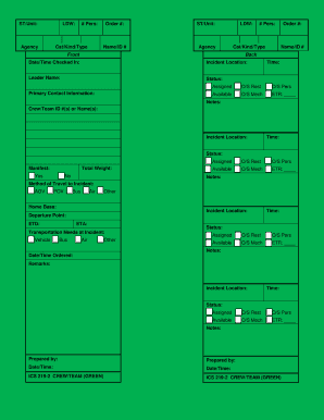 Fillable Online ICS Form 219-2, T-Card (Green) Fax Email Print - pdfFiller