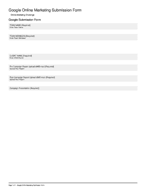Fillable Online Google Online Marketing Submission Form. Management ...