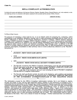 Fillable Online HIPAA COMPLIANT AUTHORIZATION Fax Email Print - pdfFiller