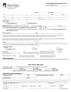 Fillable Online TA/GA Appointment Request Form Fax Email Print - pdfFiller