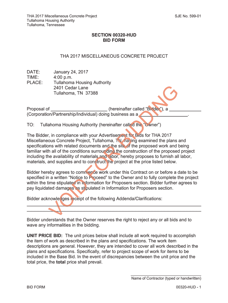 Fillable Online SECTION 00320-HUD BID FORM - stjohnengineering.com Fax ...