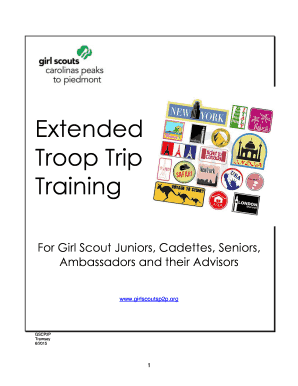Fillable Online Extended Troop Trip Training - Girl Scouts Peaks to ...