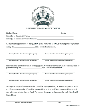 Fillable Online PERMISSION for TRANSPORTATION Fax Email Print - pdfFiller