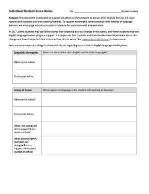 Fillable Online Individual Student Score Notes Fax Email Print - pdfFiller