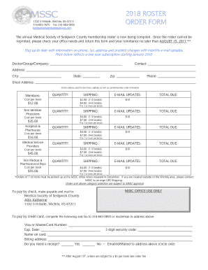 Fillable Online 2018 ROSTER ORDER FORM - mssconline.org Fax Email Print ...