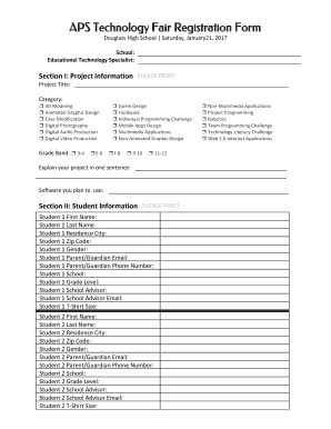Fillable Online APS Technology Fair Registration Form - APS Tech Fair ...
