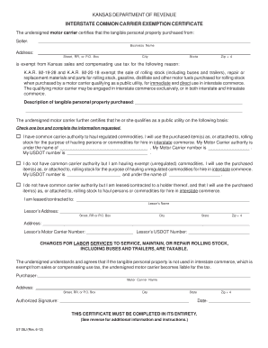 Fillable Online ST-28J Interstate Common Carrier Exemption Rev. 6-12 ...