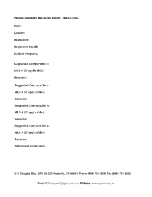 Fillable Online Reconsideration of Value Request - Apex Appraisal ...
