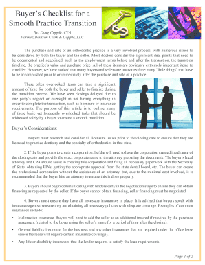 Fillable Online Buyers Checklist for a Fax Email Print - pdfFiller