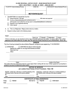 Fillable Online Motion Form for Civil, Criminal, etc - Gila County Fax ...