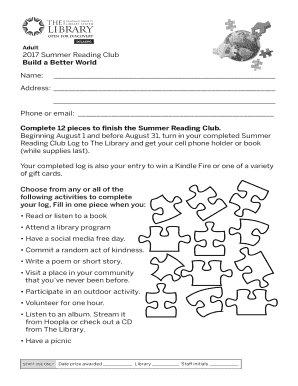 Fillable Online reading logs Fax Email Print - pdfFiller