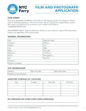 Fillable Online film and photograph application - NYC Ferry Fax Email ...