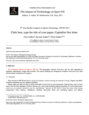 Fillable Online Click here, type the title of your paper, Capitalize first ... - APCST 2017 Fax ...
