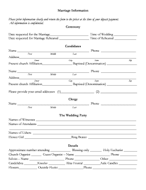 Fillable Online Wedding Information.pdf Fax Email Print - pdfFiller