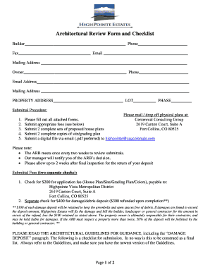Fillable Online Architectural Review Form and Checklist Fax Email Print ...