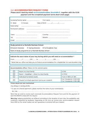 Fillable Online 1.2 ACCOMMODATION REQUEST FORM - ebc-hochschule.de Fax Email Print - pdfFiller