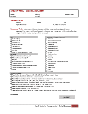 Fillable Online request form clinical chemistry - phenogenomics.cz Fax ...