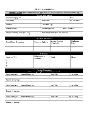 Fillable Online LBT INTERNSHIP APPLICATION FORM Fax Email Print - pdfFiller