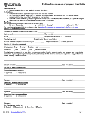 Fillable Online Petition for Extension of Program Time Limits Form Fax ...