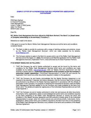 Fillable Online SAMPLE LETTER OF AUTHORIZATION FOR SOLE PROPRIETOR ...