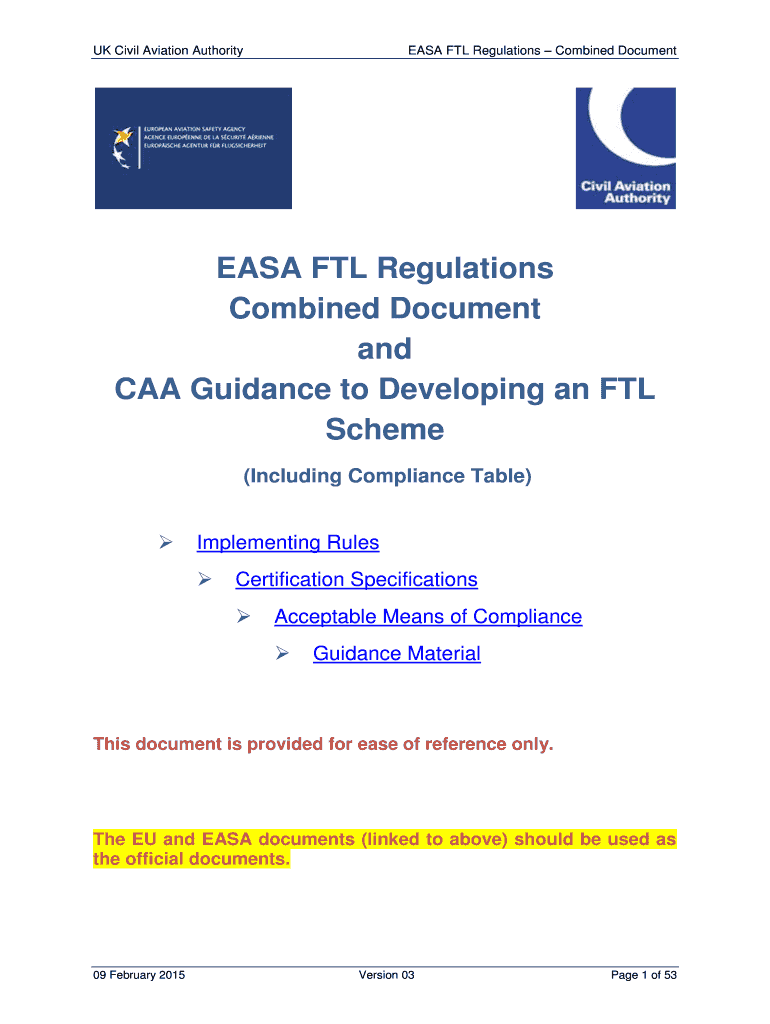Fillable Online EASA FTL Regulations Combined Document Fax Email Print - pdfFiller