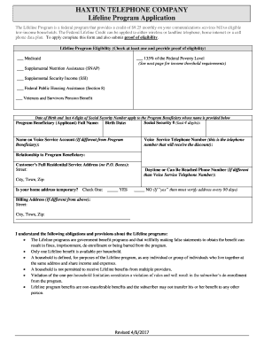 Fillable Online Haxtun Lifeline application form effective 4.20.2017 ...