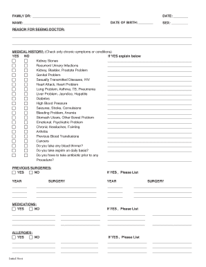 Fillable Online Vasectomy Patient History Form - Pinson Urology Fax ...