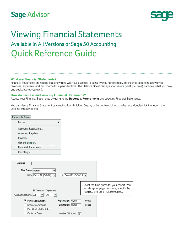 Fillable Online Sage 50 Accounting U.S. Edition Viewing Financial ...