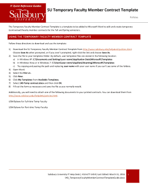 Fillable Online Using the Temporary Faculty Member Contract Template ...