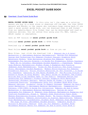 Fillable Online Excel Pocket Guide Book. Excel Pocket Guide Book Fax ...