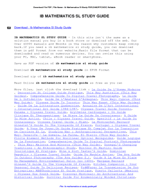 Fillable Online Ib Mathematics Sl Study Guide. Ib Mathematics Sl Study ...